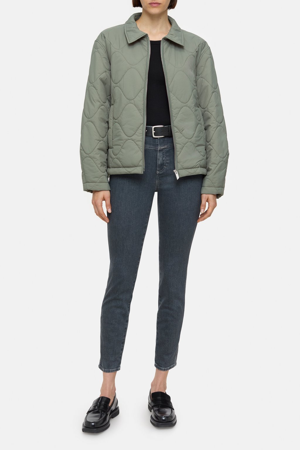 Quilted Bomber Jacket - Faded Green - Millie Costal Accents