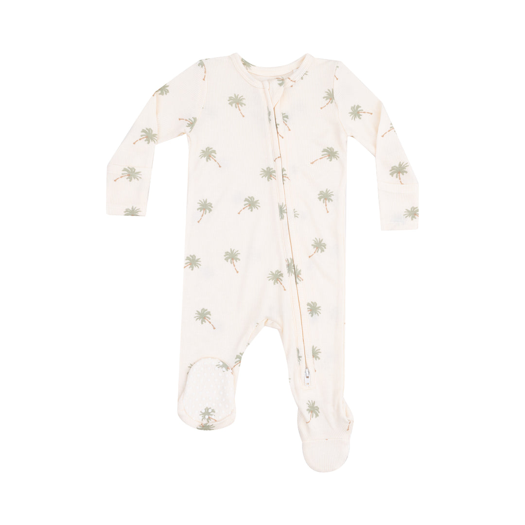 Palm Trees 2 Way Zipper Footie - Millie Costal Accents